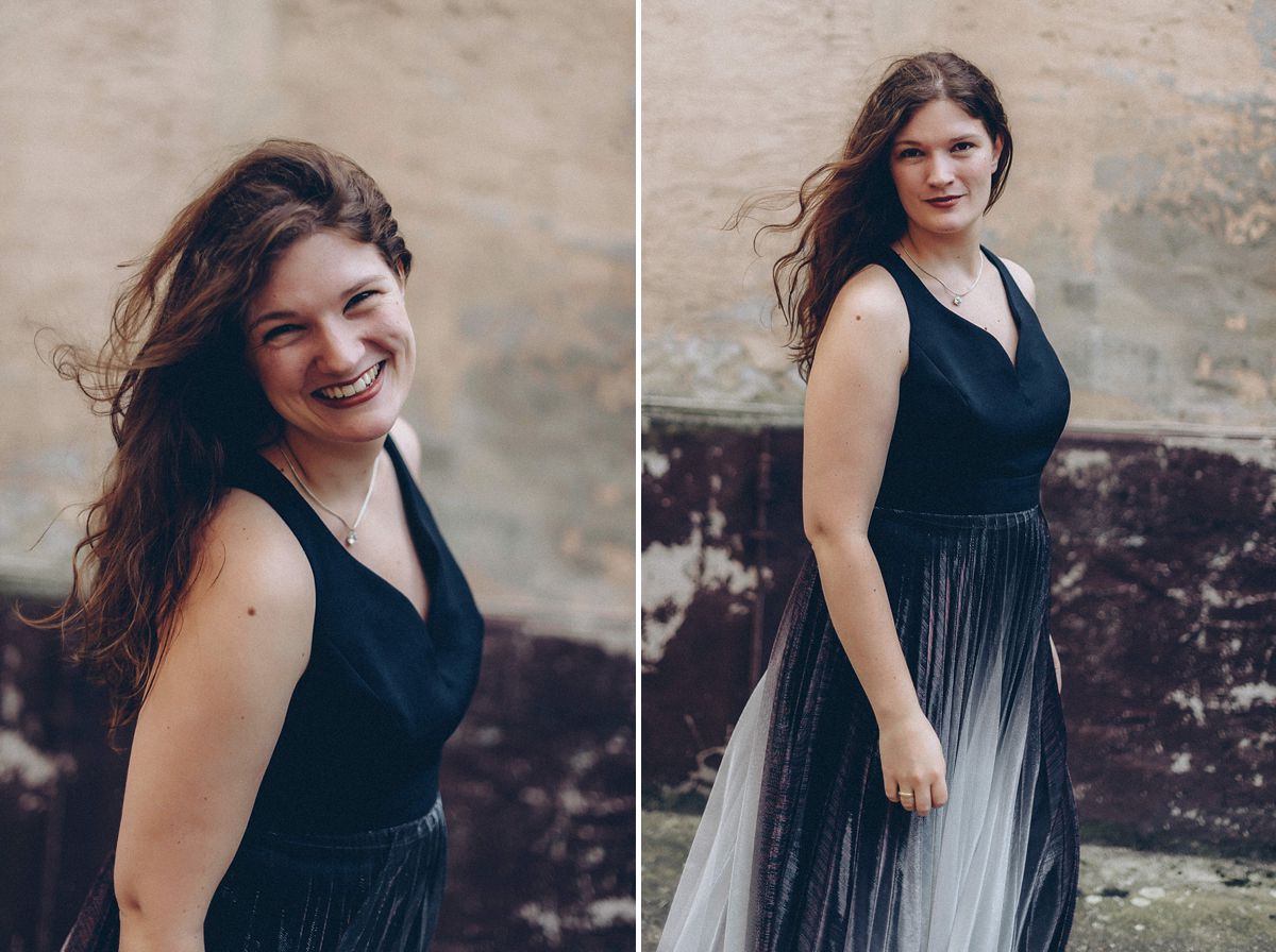 Porträtfotos einer Opernsängerin - farbeundschwarzweiss